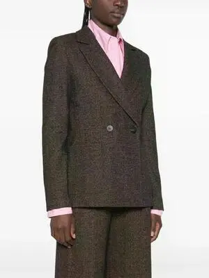Harris Wharf London Herringbone Pattern Double-breasted Blazer