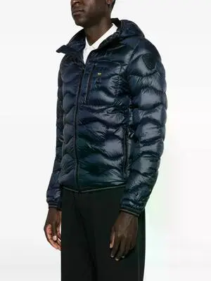 BLAUER. Quilted Hooded Jacket - Blue