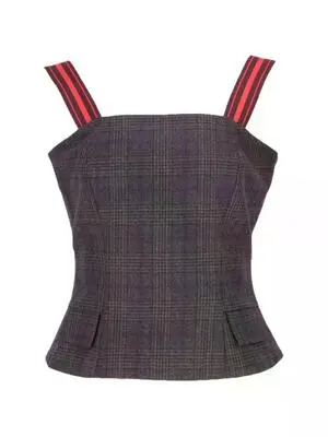Isaia Check Pattern Corset-style Top
