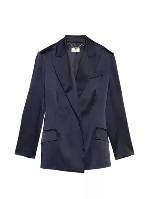 Elisabetta Franchi Satin Finish Belted Blazer - Blue