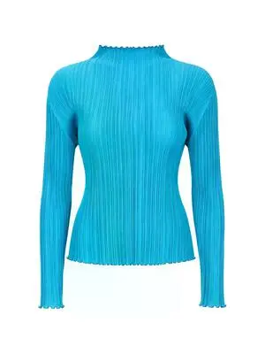 Issey Miyake Pleated High-neck T-shirt - Blue