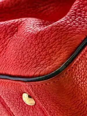 LOUIS VUITTON Double V Handbag In Calfskin With Monogram Canvas Satchel - Red