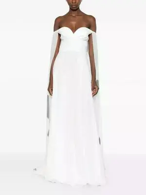 ALESSANDRO LEGORA Off-shoulder Ruched-bodice Maxi Dress