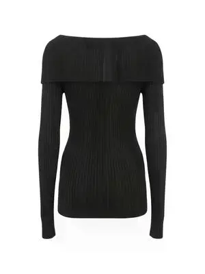 Isaia Off-shoulder Ribbed Knit Sweater