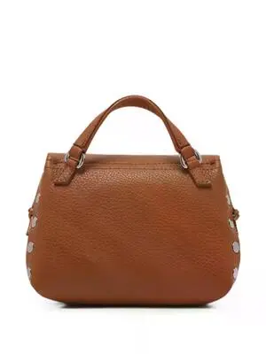 ZANELLATO Sbaby Postina Leather Clutch Bag With Stud Embellishments - Brown