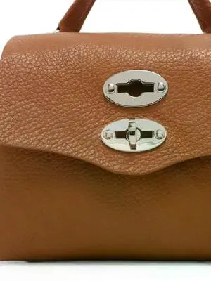 ZANELLATO Sbaby Postina Leather Clutch Bag With Stud Embellishments - Brown