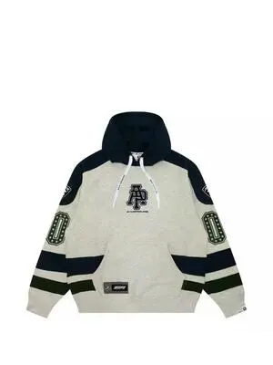 AAPE BY *A BATHING APE Logo-patch Striped Hoodie - Grey