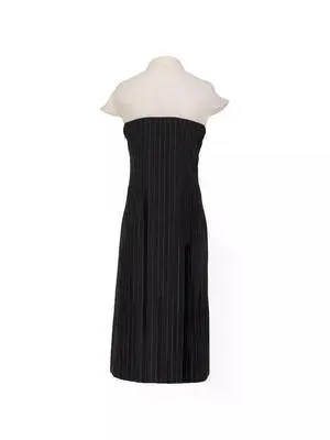 Isaia Pinstripe Midi Dress With Panel Detail