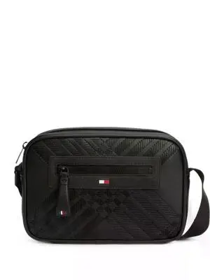 Tommy Hilfiger Monogram-embossed Messenger Bag - Black
