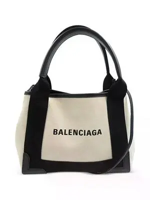 Balenciaga 2018-2026 Canvas Navy Cabas Xs Satchel - White