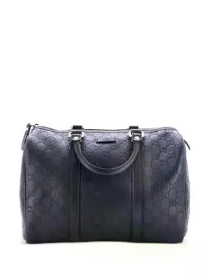 Gucci Joy Boston Bag Embossed Leather Medium Handbag - Blue