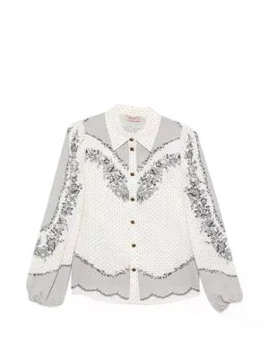 TWINSET Floral Print Polka Dot Blouse