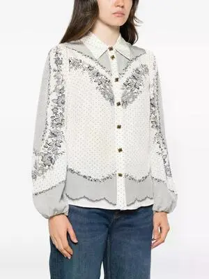 TWINSET Floral Print Polka Dot Blouse
