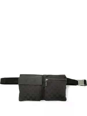 Gucci Gg Canvas Double Pocket Belt Bag - Black