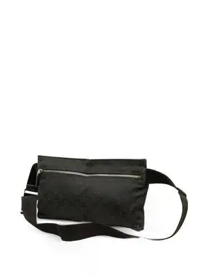 Gucci Gg Canvas Double Pocket Belt Bag - Black