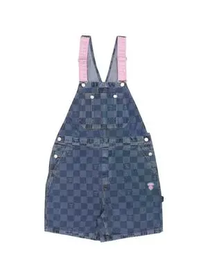 AAPE BY *A BATHING APE Moonface Check-print Denim Suspender Shorts