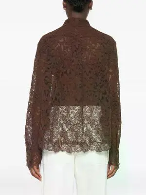 Ermanno Scervino Lace-overlay Long-sleeve Shirt - Brown