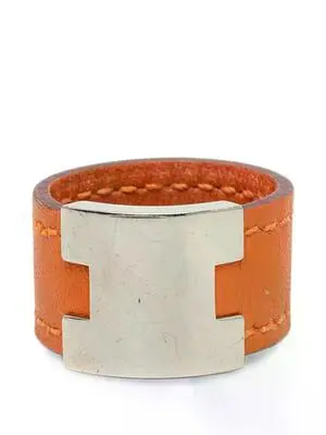 Hermès 2000 Swift And Palladium Plated Lurie Ring Costume Ring - Orange