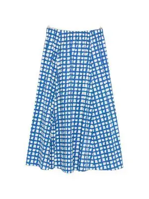 I BLUES Check-print Short-sleeve Midi Dress - Blue