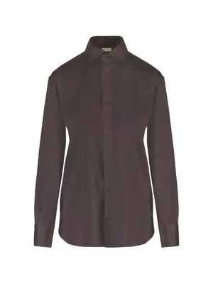 HER SHIRT Long-sleeve Button-down Shirt - Brown
