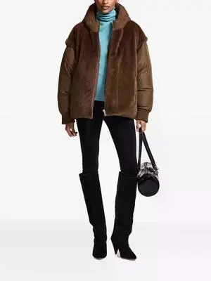Essentiel Antwerp Faux-fur Panel Puffer Jacket - Brown