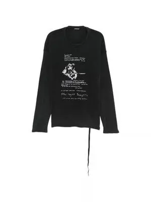 ANN DEMEULEMEESTER Graphic-print Waffle-knit T-shirt