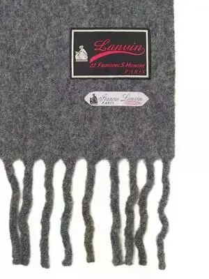 LANVIN Logo-patch Fringed Scarf - Grey