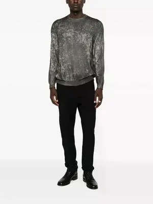 Avant Toi Fine Knit Crew Neck Long Sleeve Sweater - Grey