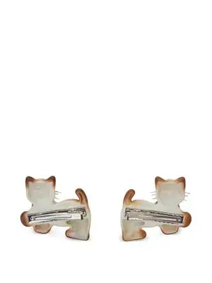 YVMIN Cat-motif Crystal-embellished Hair Clips - Brown