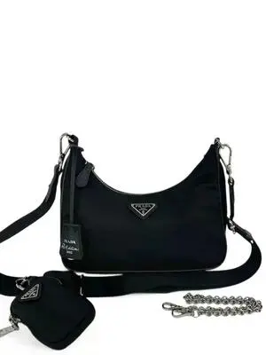 Prada 2000-2013 Saffiano Trimmed Re Nylon Re Edition 2005 Satchel - Black