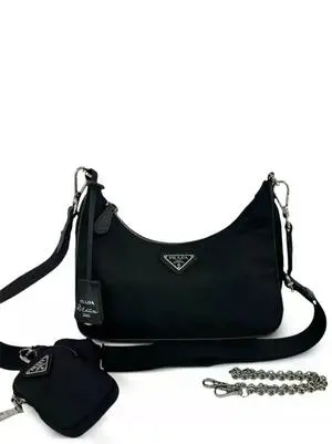 Prada 2000-2013 Saffiano Trimmed Re Nylon Re Edition 2005 Satchel - Black