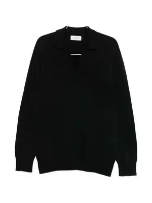 LANEUS Fine-knit Long-sleeve Sweater - Black