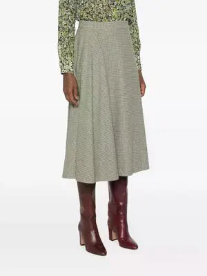 NIU Houndstooth Pattern A-line Midi Skirt