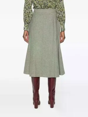 NIU Houndstooth Pattern A-line Midi Skirt