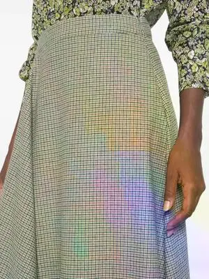 NIU Houndstooth Pattern A-line Midi Skirt