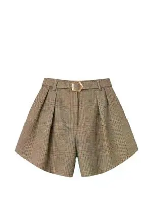 VIOLANTE NESSI Sherman Belted Pleated Wool Shorts