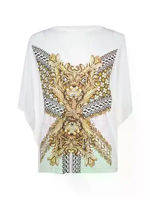Just Cavalli Graphic Print Dolman Sleeve T-shirt - White