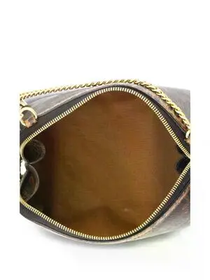 Celine Zip Around Chain Clutch Triomphe Coated Canvas Crossbody Bag - Brown