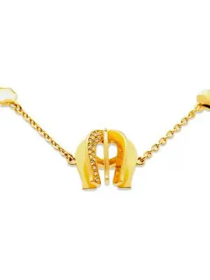 AIGNER Tone Crystal Embellished Logo Link Bracelet