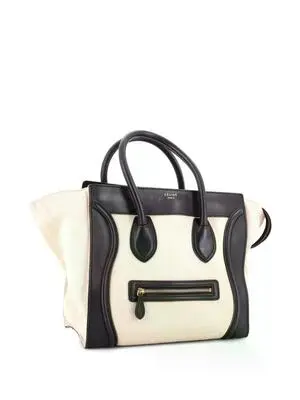 Celine Luggage Bag Canvas And Leather Mini Satchel - Neutrals