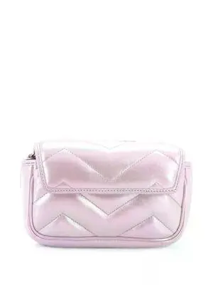 Gucci Gg Marmont Flap Bag Chevron Iridescent Leather Super Mini Crossbody Bag