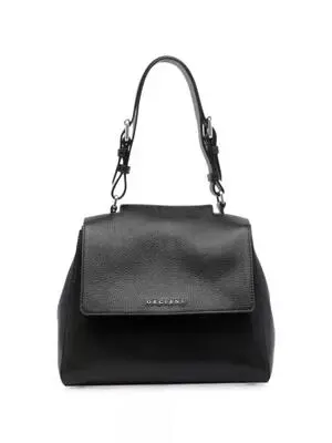 Orciani Grained Leather Tote Bag With Logo Plaque