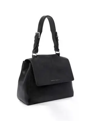 Orciani Grained Leather Tote Bag With Logo Plaque