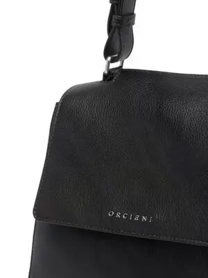 Orciani Grained Leather Tote Bag With Logo Plaque