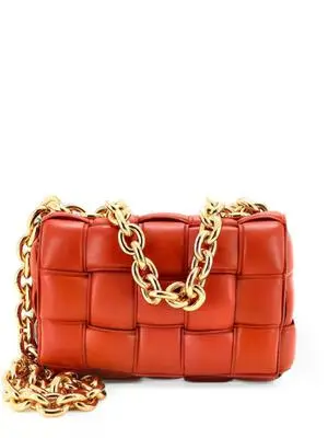 Bottega Veneta Bottega Veneta Cassette Chain Padded Maxi Intrecciato Leather Crossbody Bag Orange