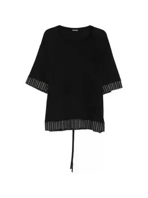 ANN DEMEULEMEESTER Striped-trim Rear-tie T-shirt