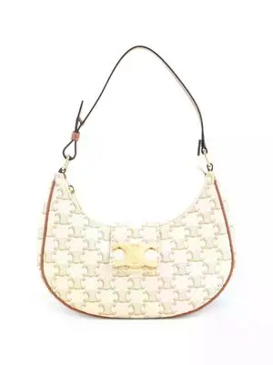 Celine Ava Triomphe Bag Triomphe Coated Canvas Shoulder Bag - White