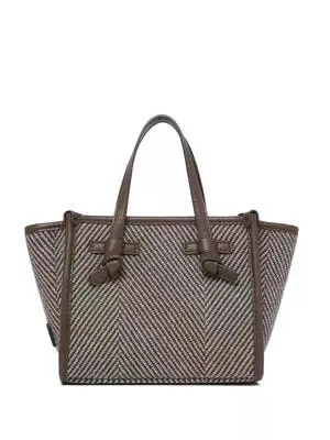 MARCELLA CLUB Small Herringbone-weave Tote Bag - Brown