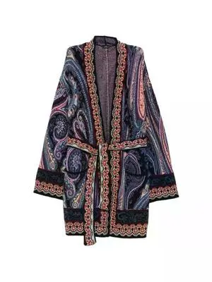Etro Paisley-print Belted Cardigan