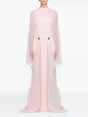 CHATS BY C.DAM Cape-overlay Gathered Maxi Dress
